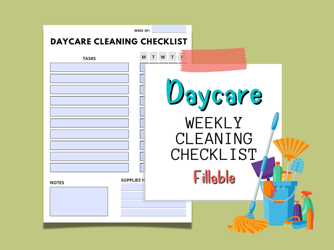 Daycare Weekly Cleaning Checklist Daycare Cleaning Schedule - Etsy Canada