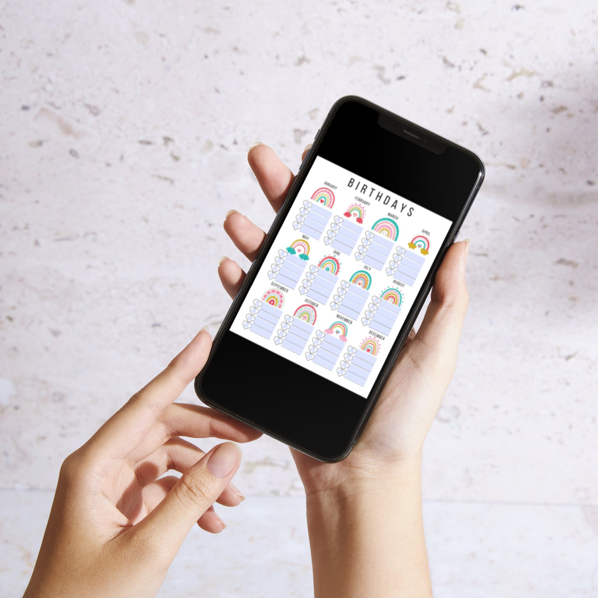 Boho Rainbow Birthday Tracker | Birthday Tracker Printable Template ...