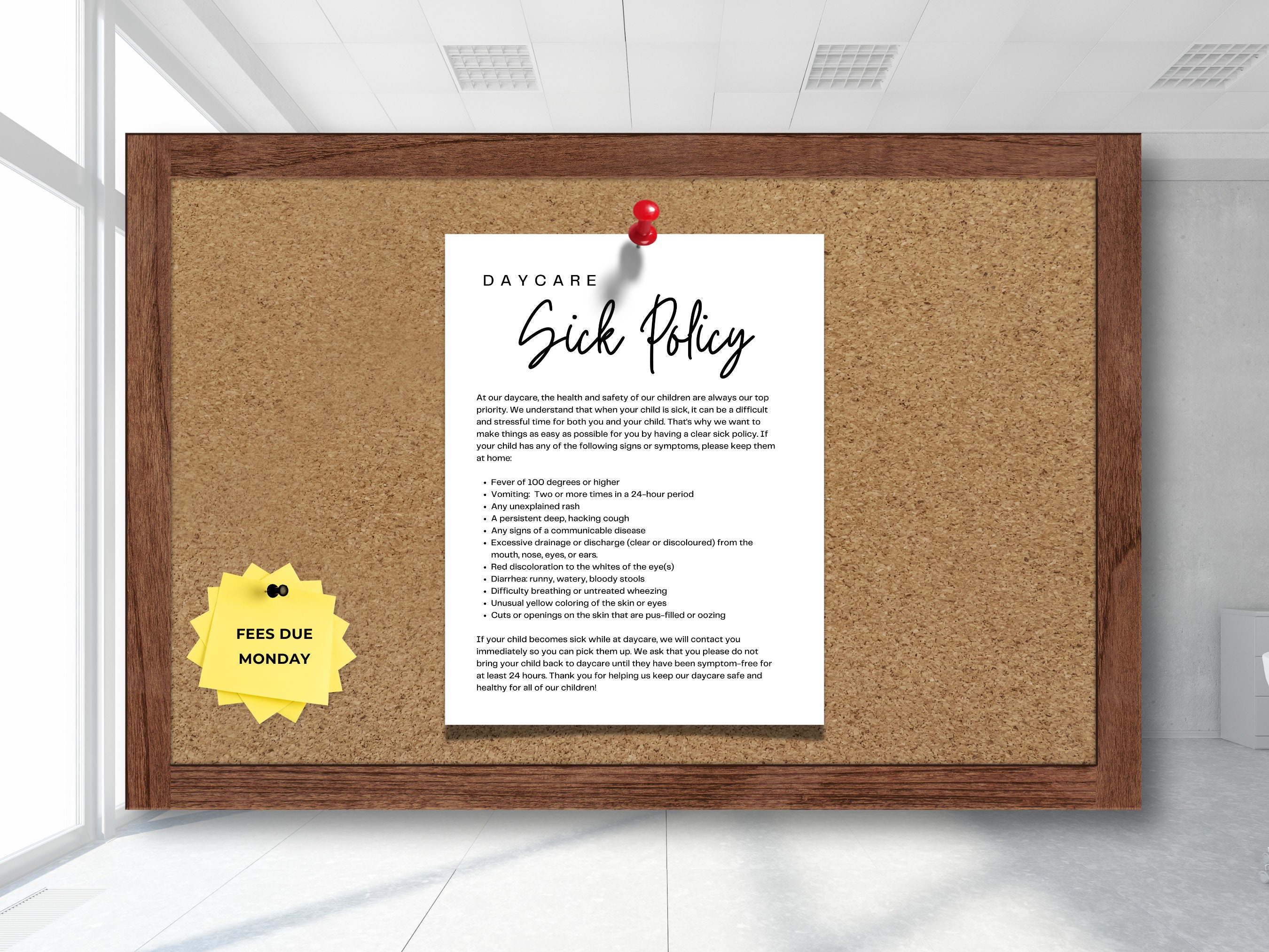 Daycare Sick Policy Template: Customizable Childcare Forms (PDF) - Etsy