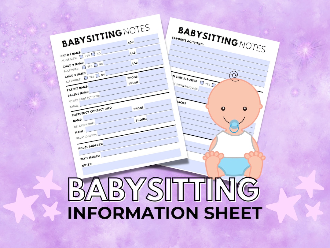 Babysitting Forms for Parent Notes for Babysitter Information Sheet ...