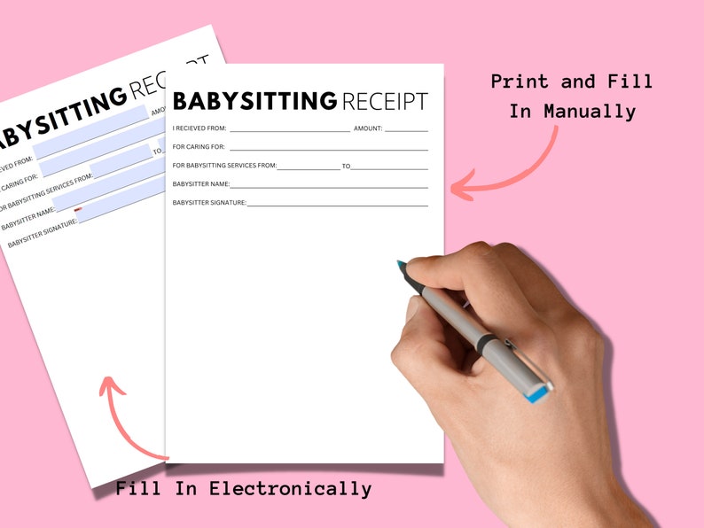Babysitting Receipt for Childcare Providers - Etsy