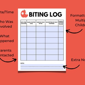 Bite Report Bundle | Bite Notice | Bite Log | Bite Letter to Parents ...
