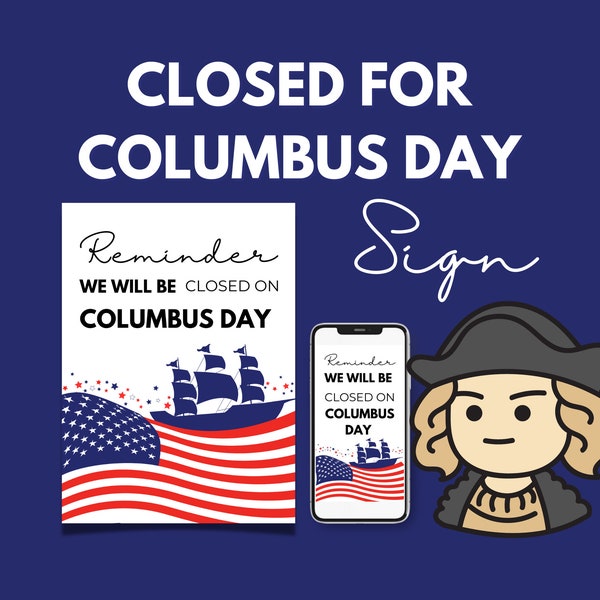 Closed Columbus Day Sign - Etsy