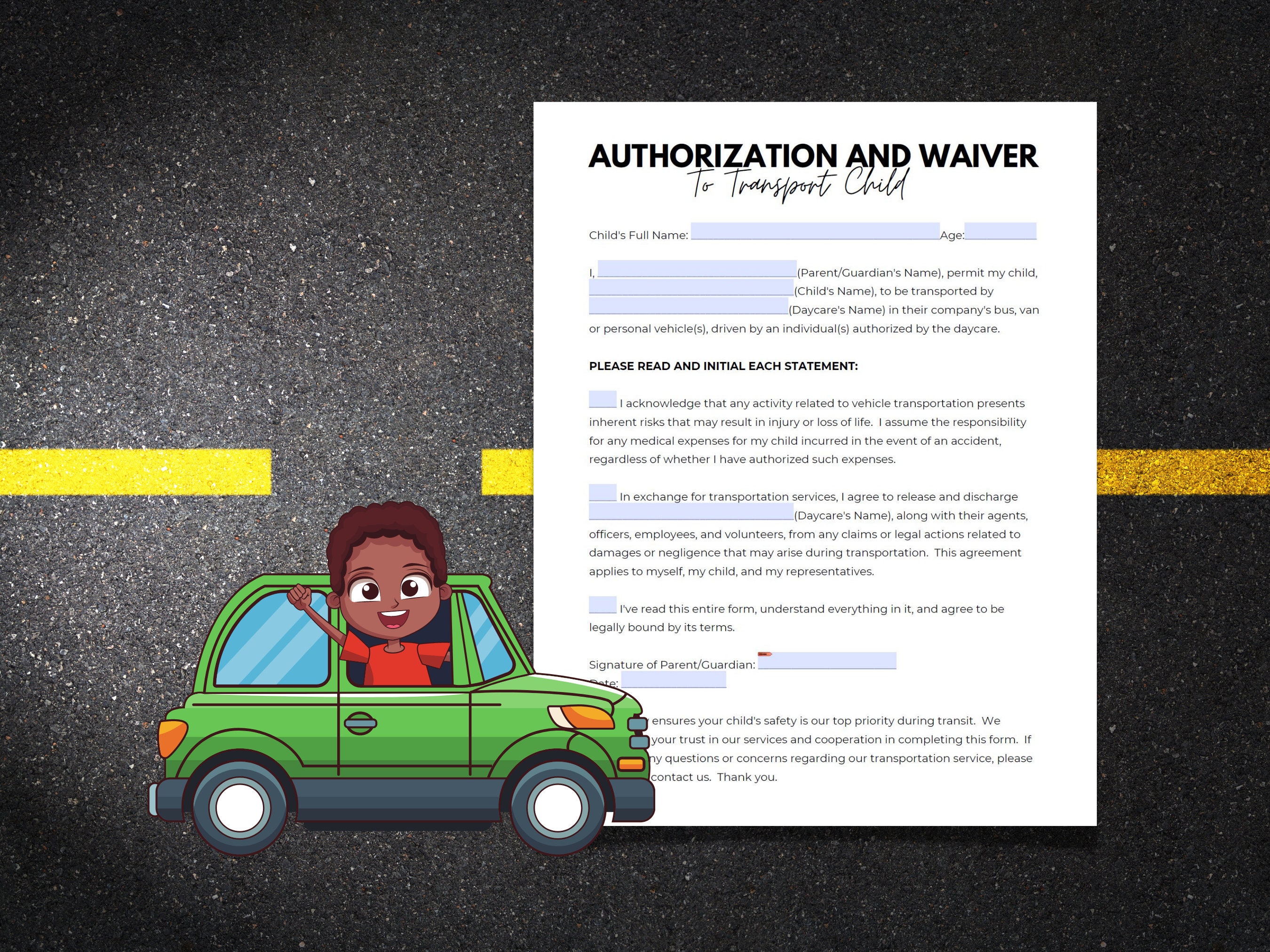 Permission Form To Transport Child at Olivia Quinn blog