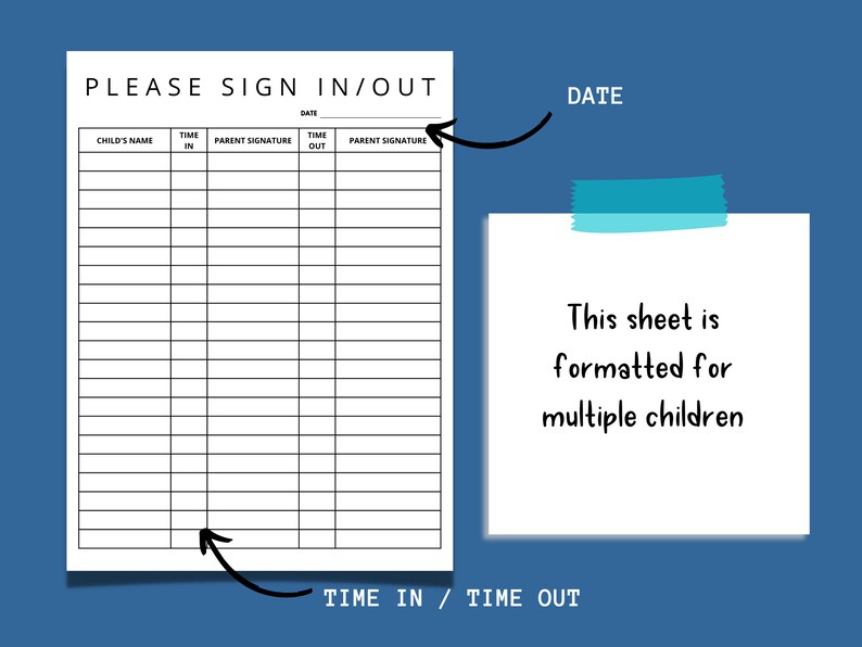 Daycare Sign In/out Sheet: Attendance Forms for Home Daycare ...