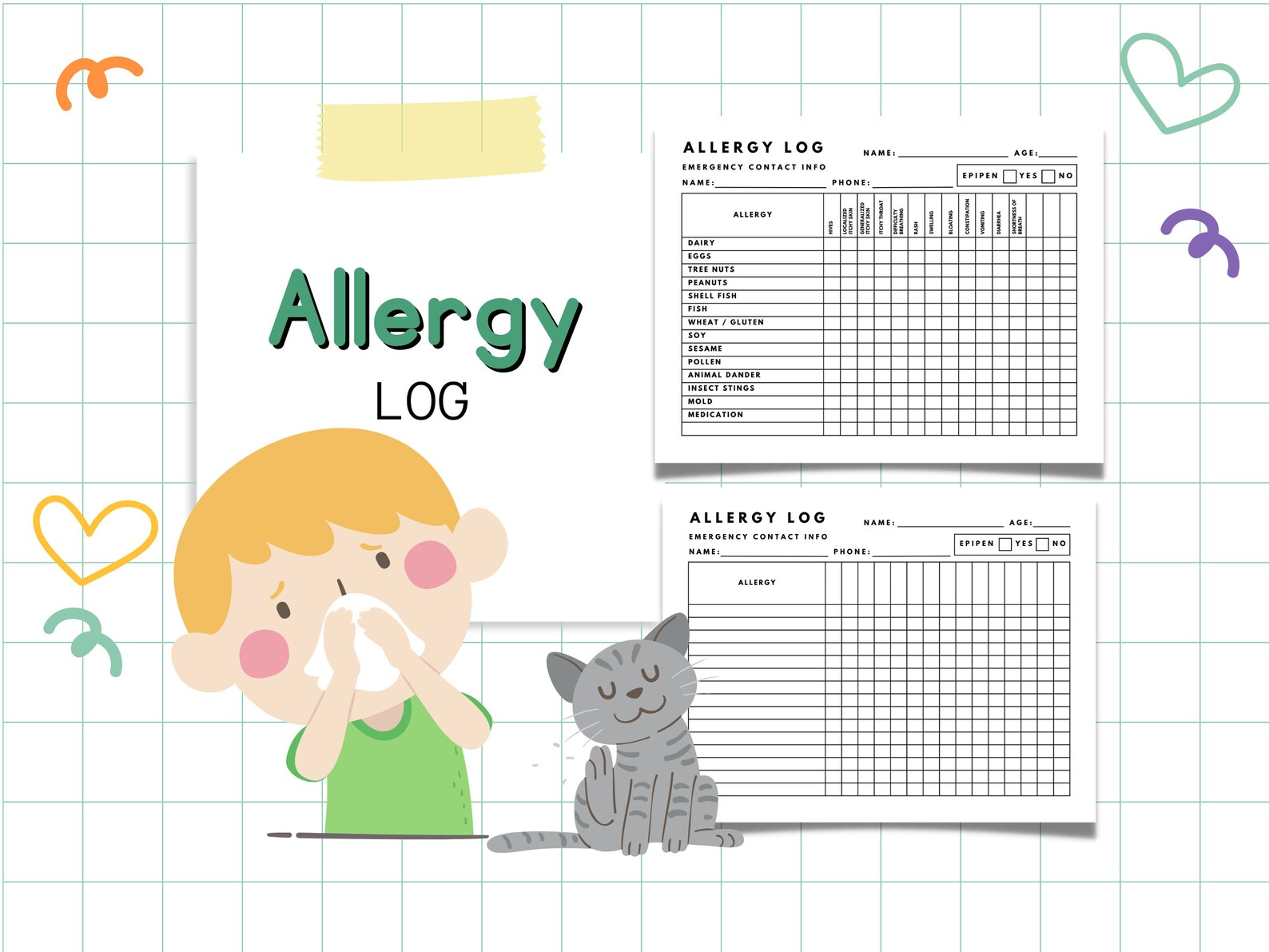 Daycare Allergy Log | Daycare Allergy Form | Childcare Allergy Plan ...
