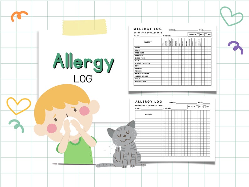Daycare Allergy Log | Daycare Allergy Form | Childcare Allergy Plan ...