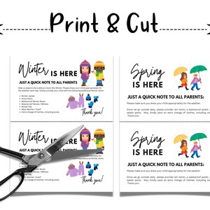 Daycare Seasonal Clothing Reminder Bundle - Etsy