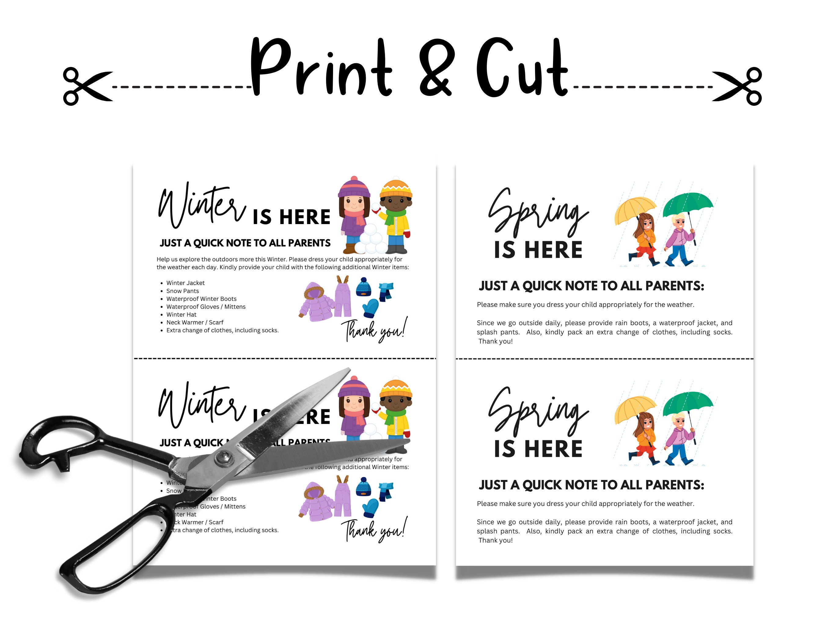 Daycare Seasonal Clothing Reminder Bundle - Etsy