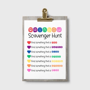 Rainbow Color Scavenger Hunt for Kids (printable PDF) - Etsy