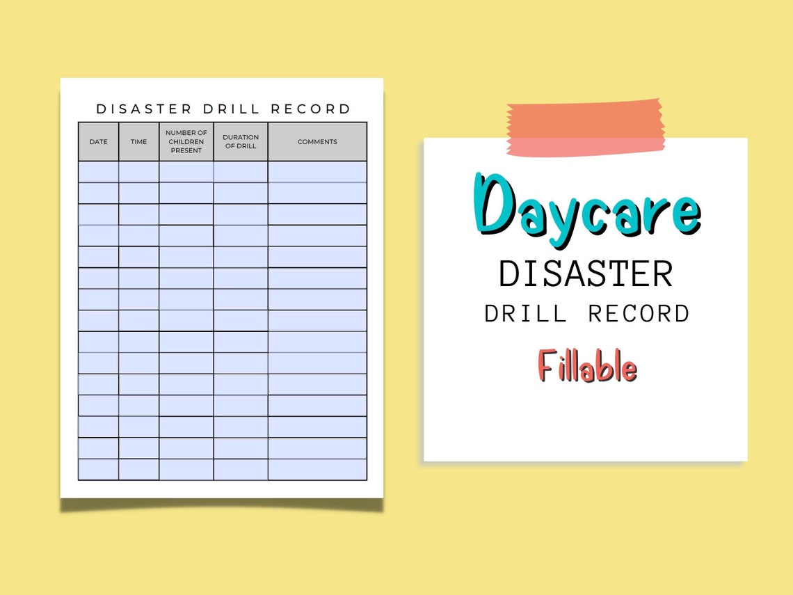 Daycare Disaster Drill Record: Fillable Emergency Log - Etsy