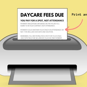 Daycare Fee Due Warning Daycare Fee Reminder Daycare Fees Due Daycare ...