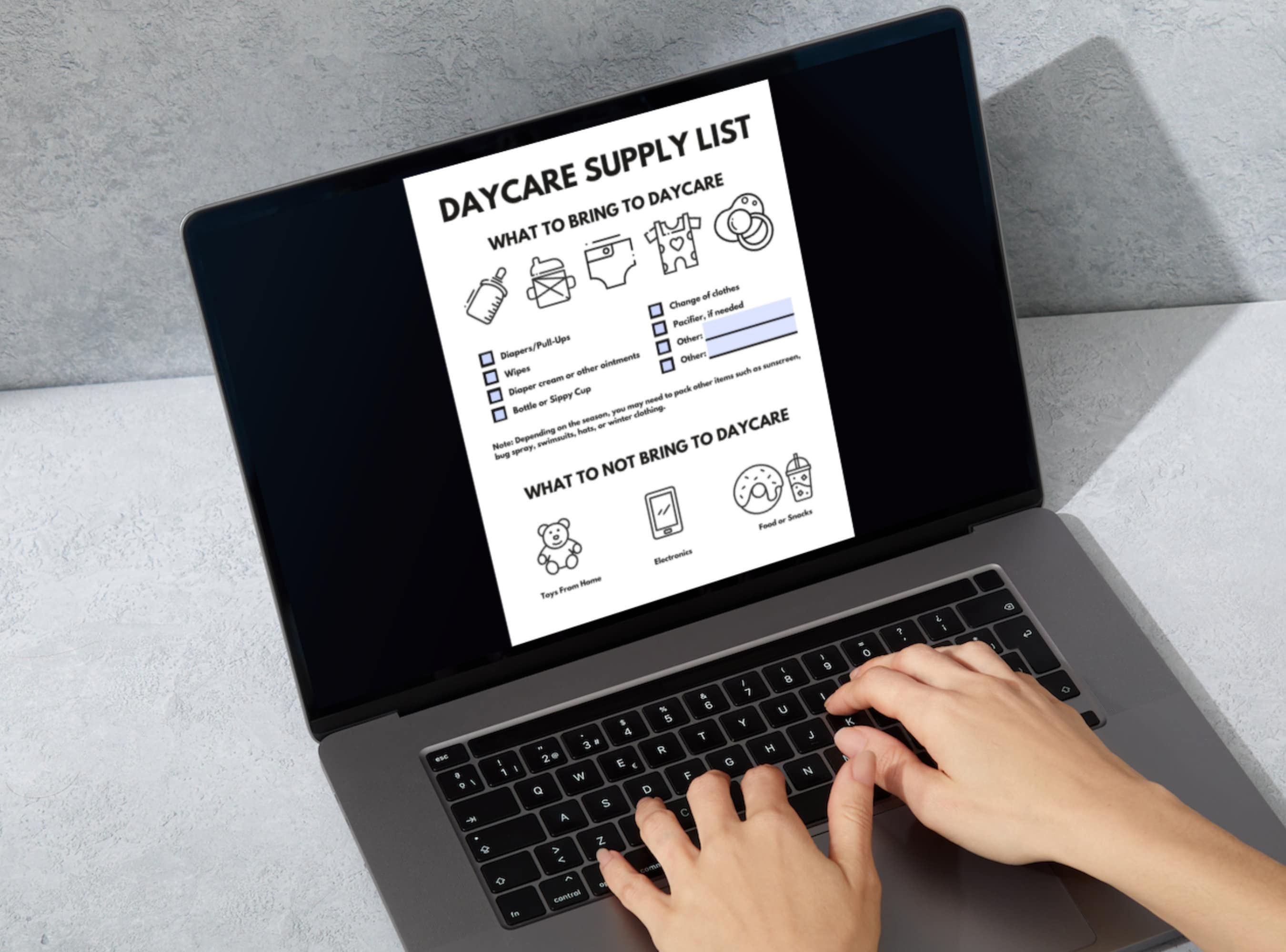 Daycare Supply List Printable for Parents - Etsy