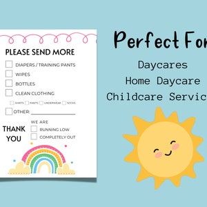 Daycare Supplies Needed Parents Notice | Daycare Notes to Parents ...