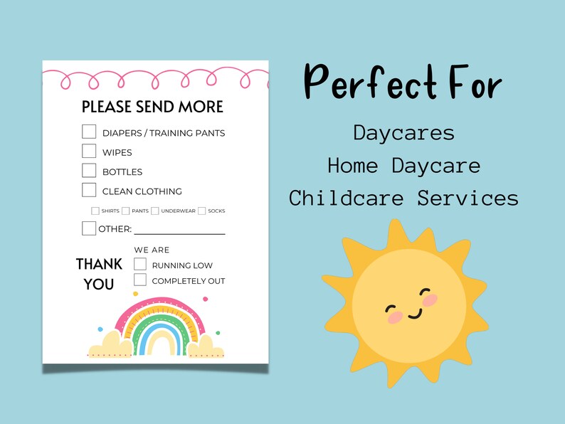 Daycare Supplies Needed Parent Notice - Etsy