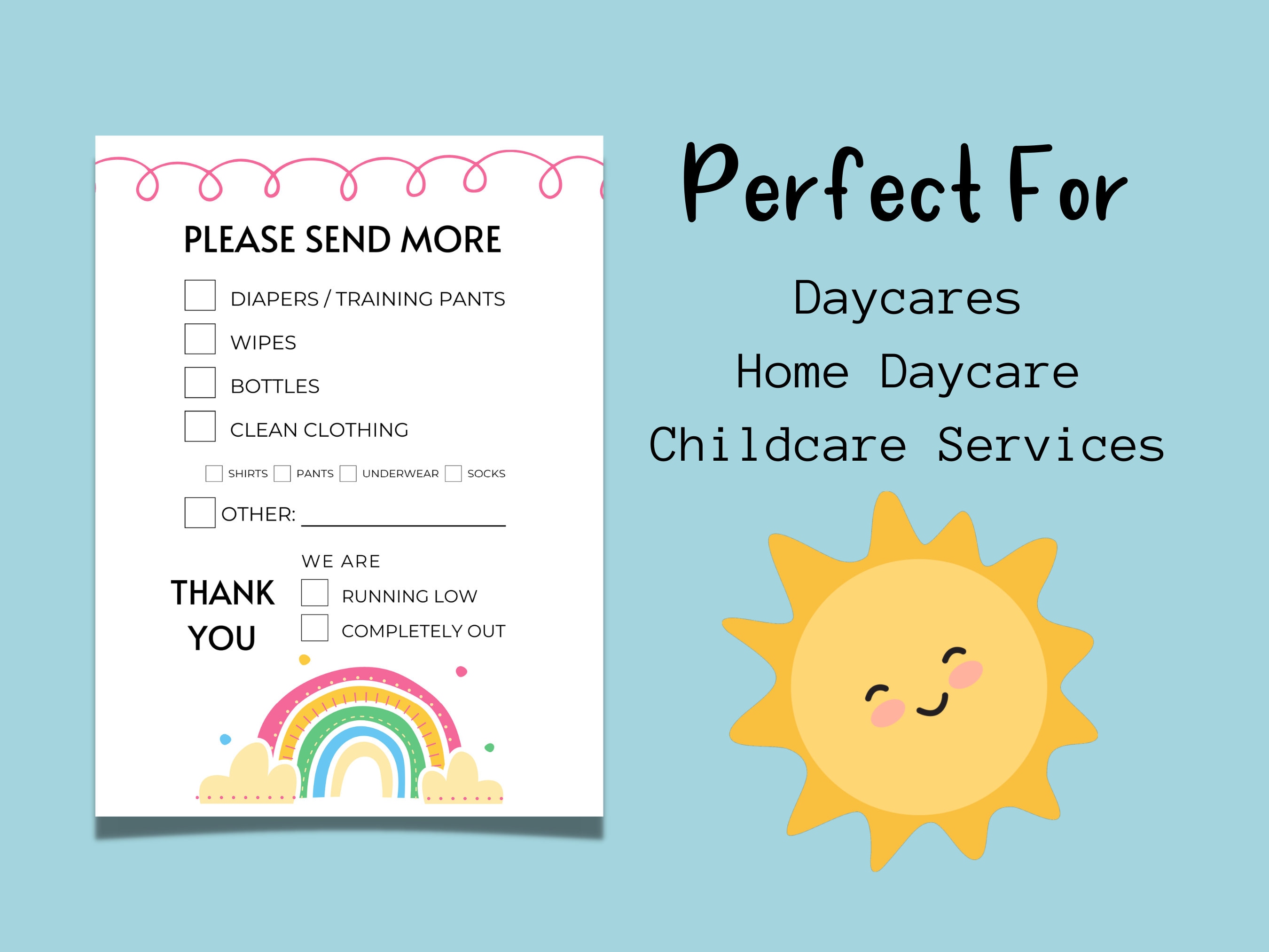 Daycare Supplies Needed Parent Notice - Etsy