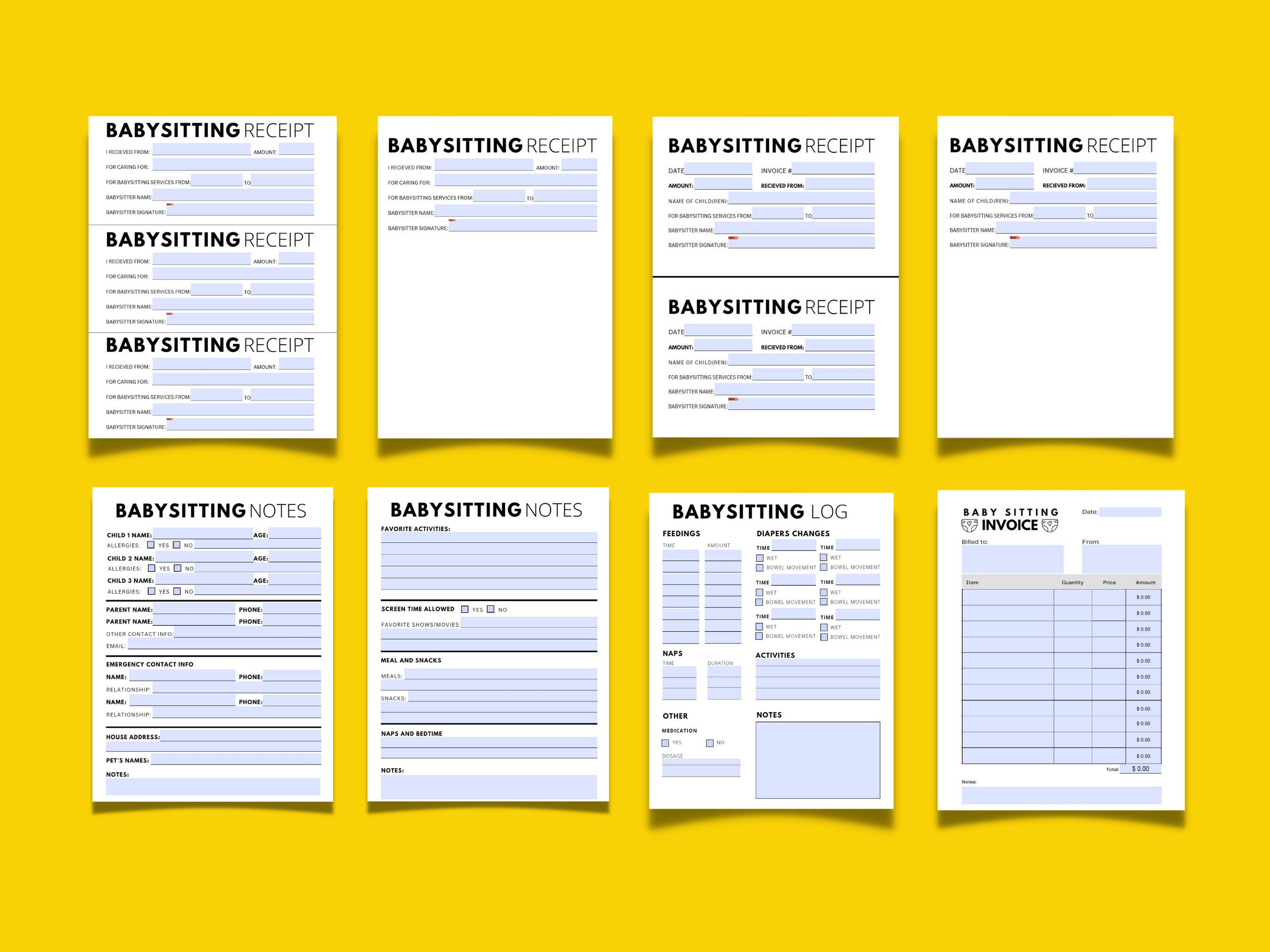 Complete Babysitting Forms Bundle Streamlined Childcare Documentation ...