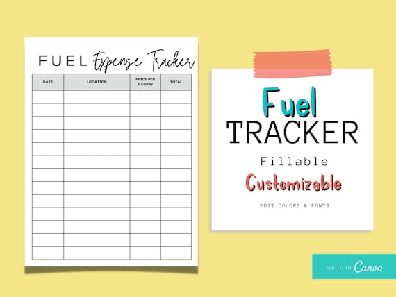 Fuel Tracker Gas Tracker Fuel Log Gas Log Fuel Cost | Etsy