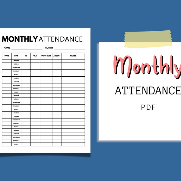 Weekly Attendance Sheet - Etsy