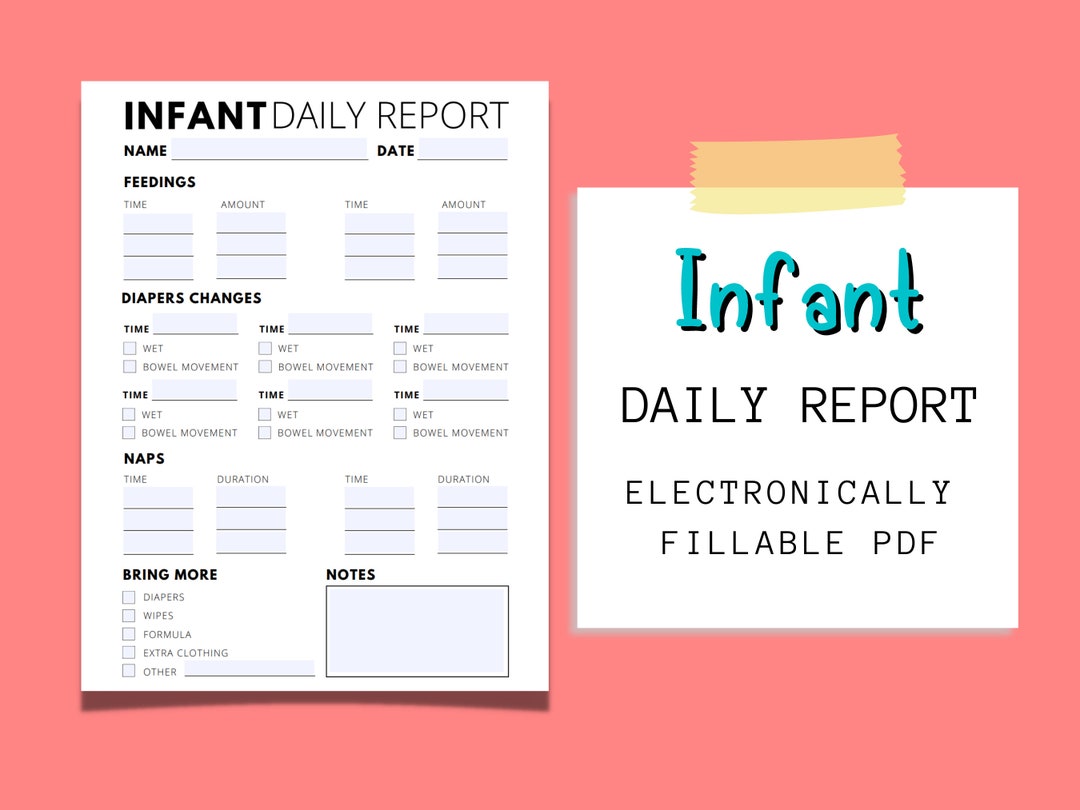 Infant Daily Report for Daycares | Infant Daily Tracker | Infant Daily ...