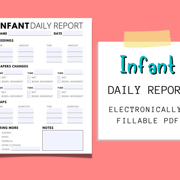 Infant Daily Report - Etsy