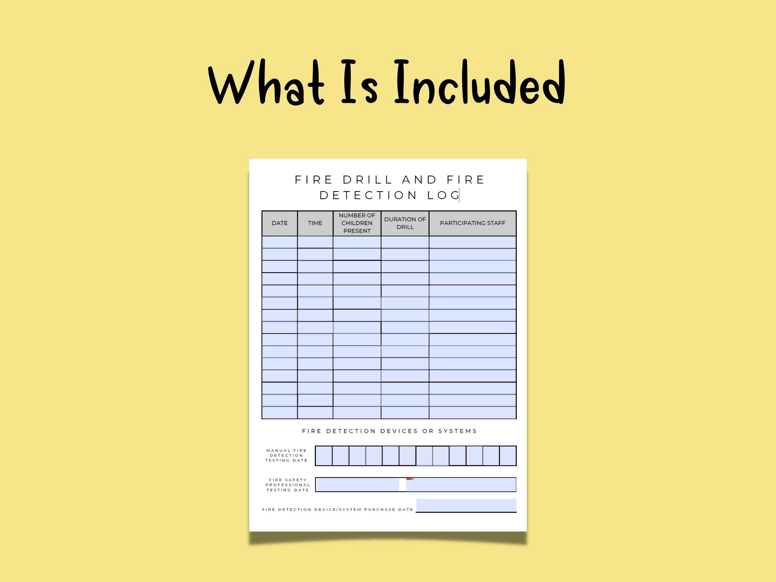 Daycare Fire Drill & Detection Log: Fillable Emergency Forms for ...