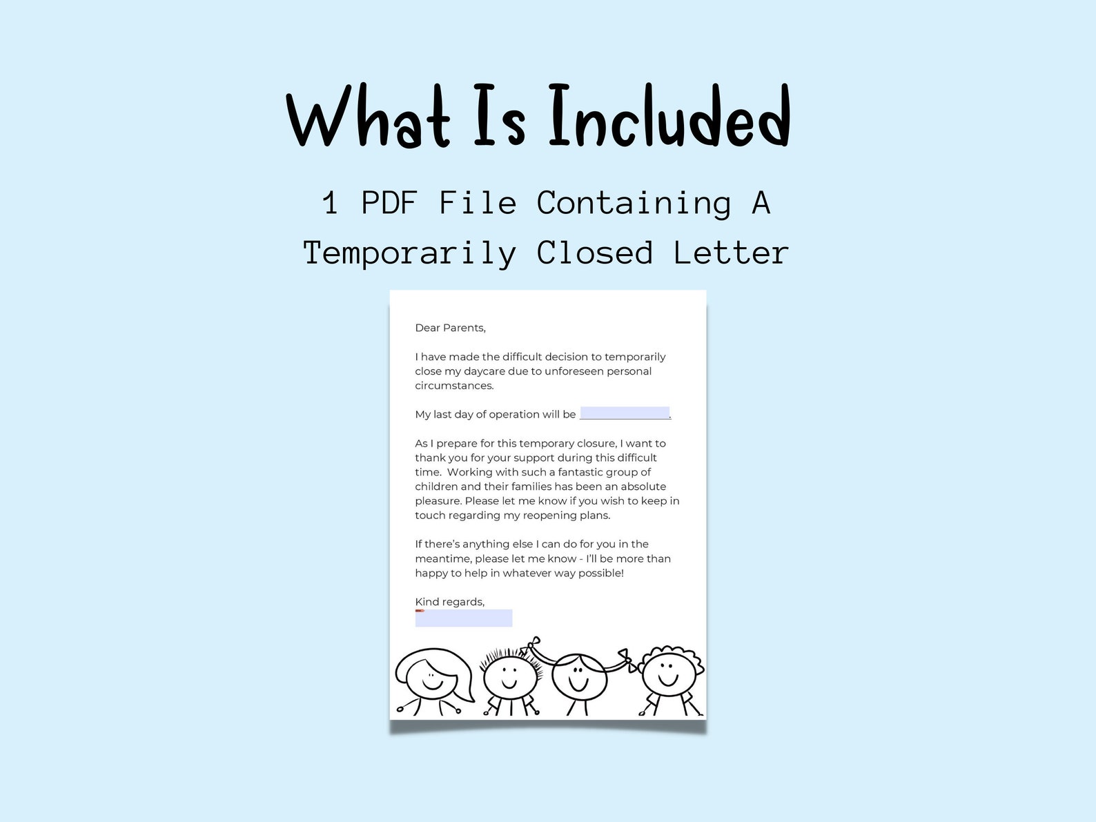 Daycare Temporary Closure Letter – Parent Notice for Short-term Closing ...