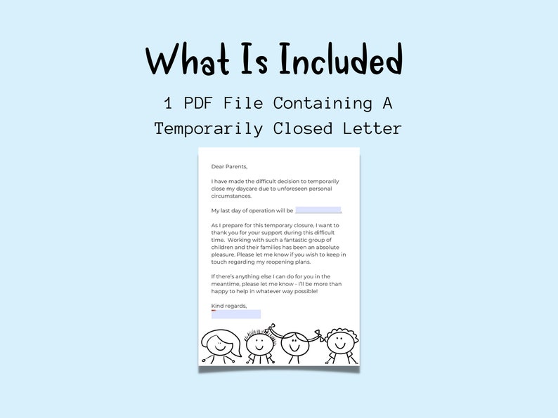 Daycare Temporary Closure Letter – Parent Notice for Short-term Closing ...