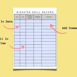 Daycare Disaster Drill Record: Fillable Emergency Log - Etsy