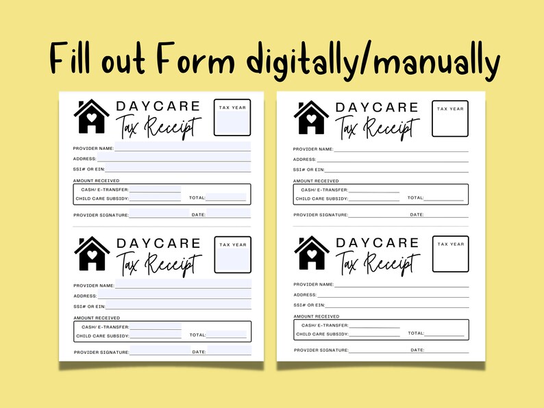 Daycare Tax Form | Daycare Tax Receipt | Daycare Tax Statement ...