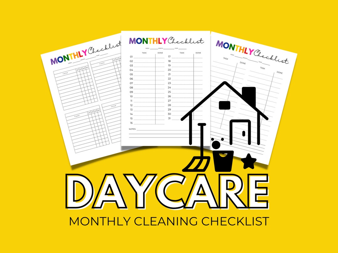 Daycare Monthly Cleaning Checklist | Daycare Cleaning Schedule ...