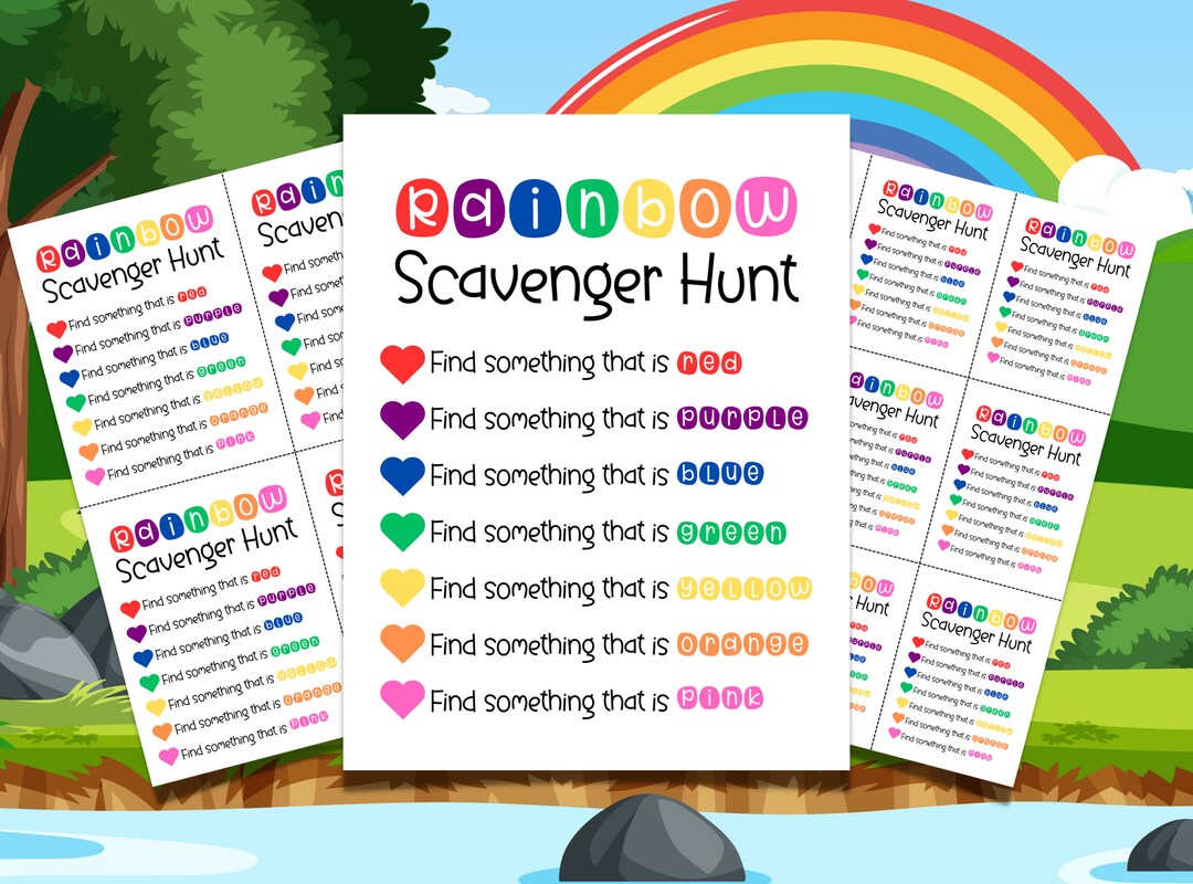 Rainbow Scavenger Hunt | Color Scavenger Hunt Printable | Kids ...