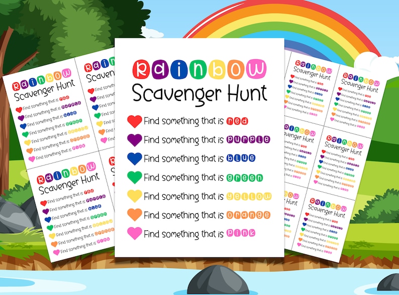 Rainbow Scavenger Hunt | Color Scavenger Hunt Printable | Kids ...