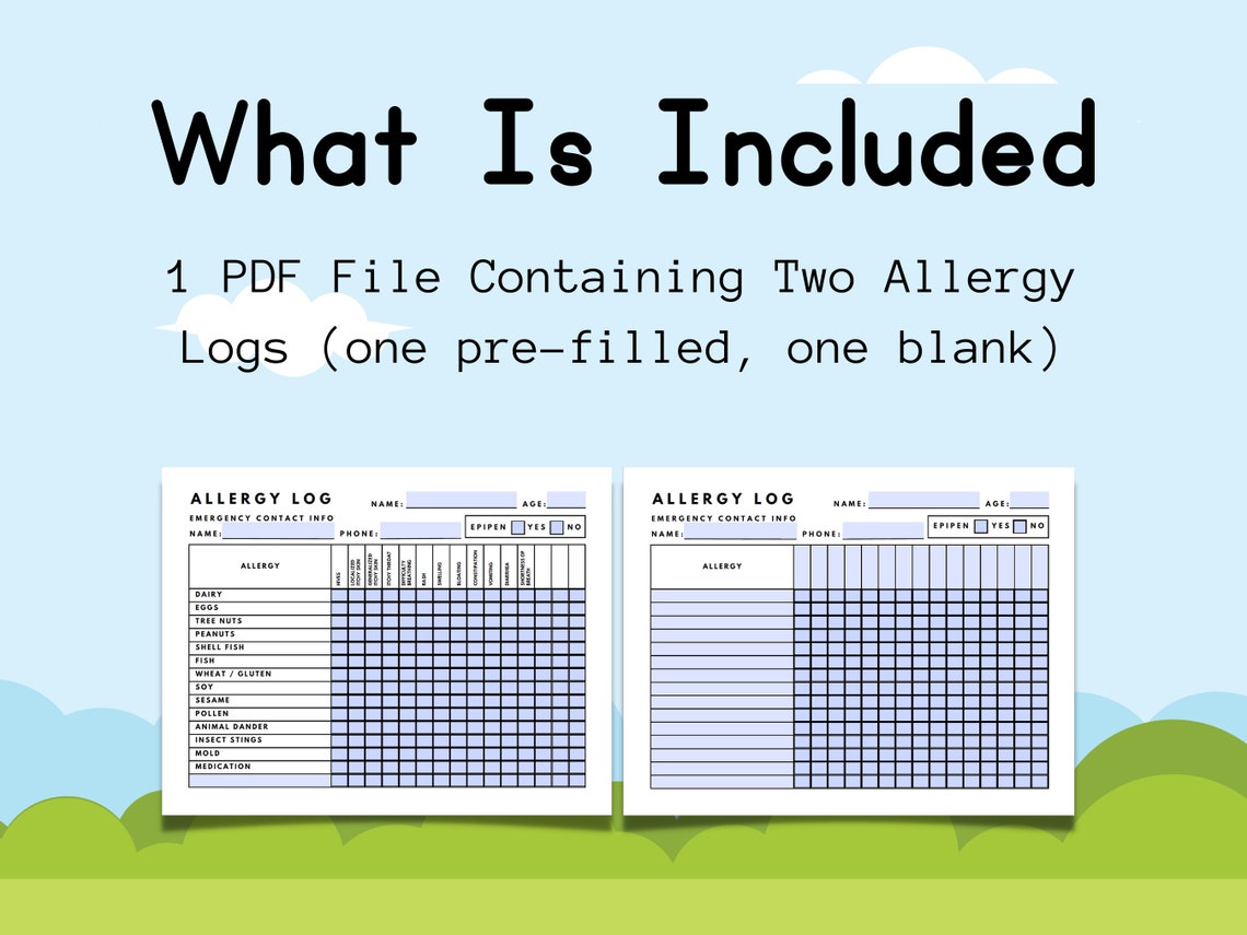 Daycare Allergy Log Daycare Allergy Form Childcare Allergy Plan Form ...