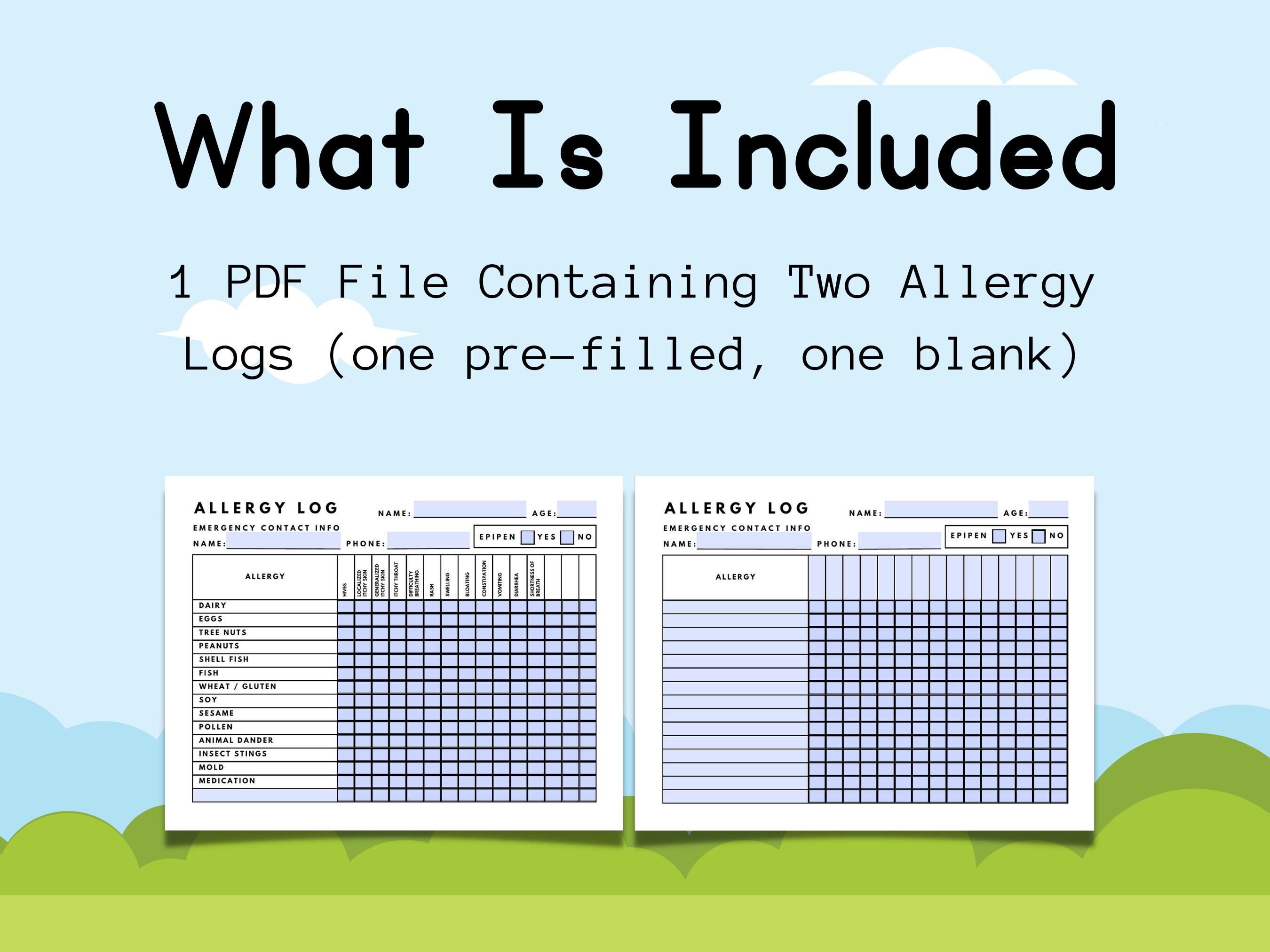 Daycare Allergy Log Daycare Allergy Form Childcare Allergy Plan Form ...