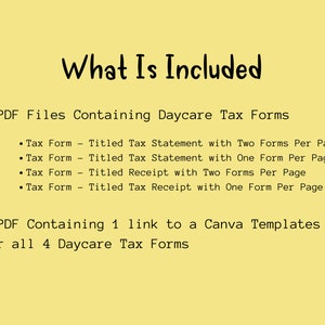 Daycare Tax Form | Daycare Tax Receipt | Daycare Tax Statement ...