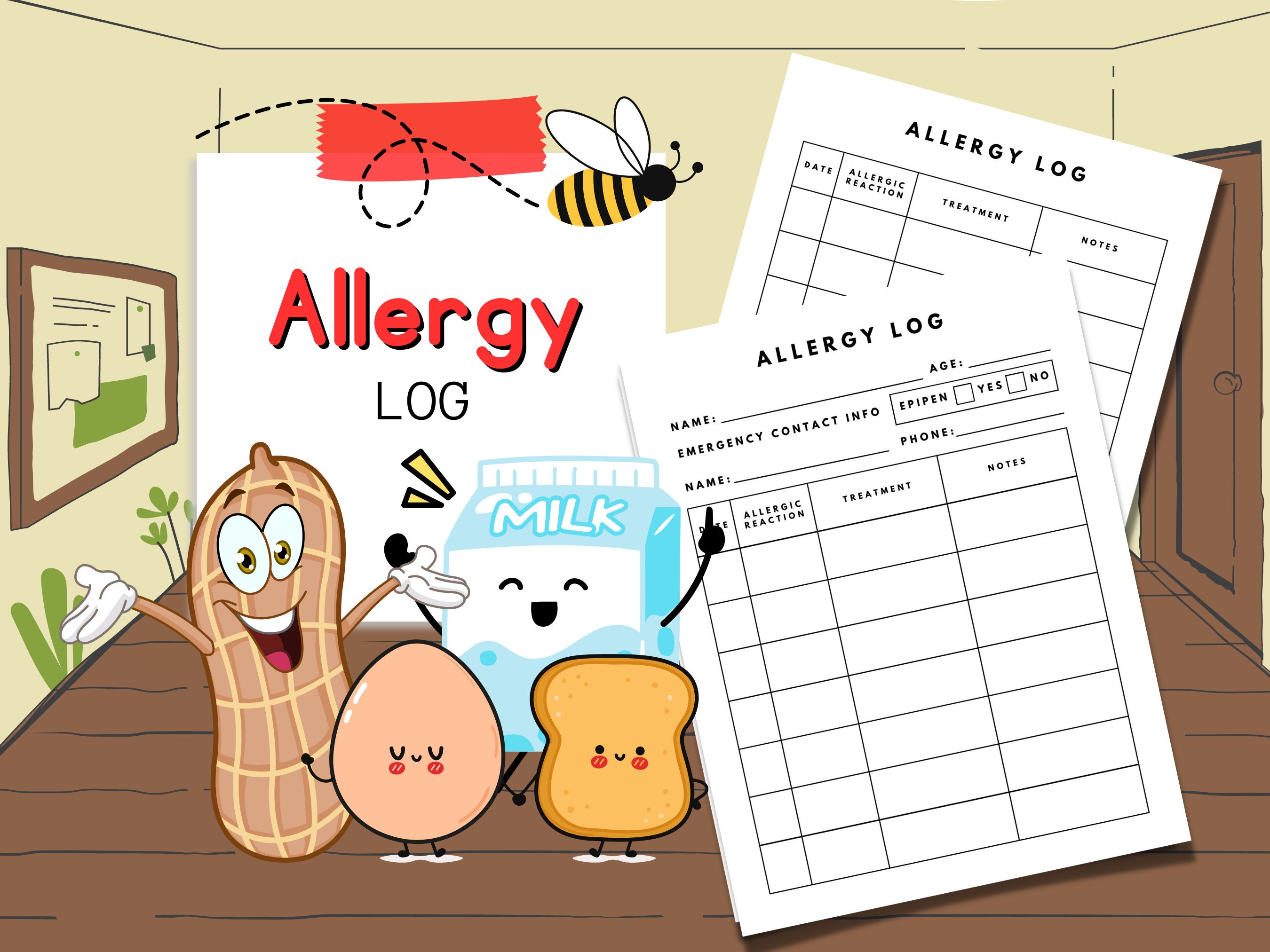 Childcare Allergy Log | Daycare Allergy Plan Form | Child Allergy Form ...
