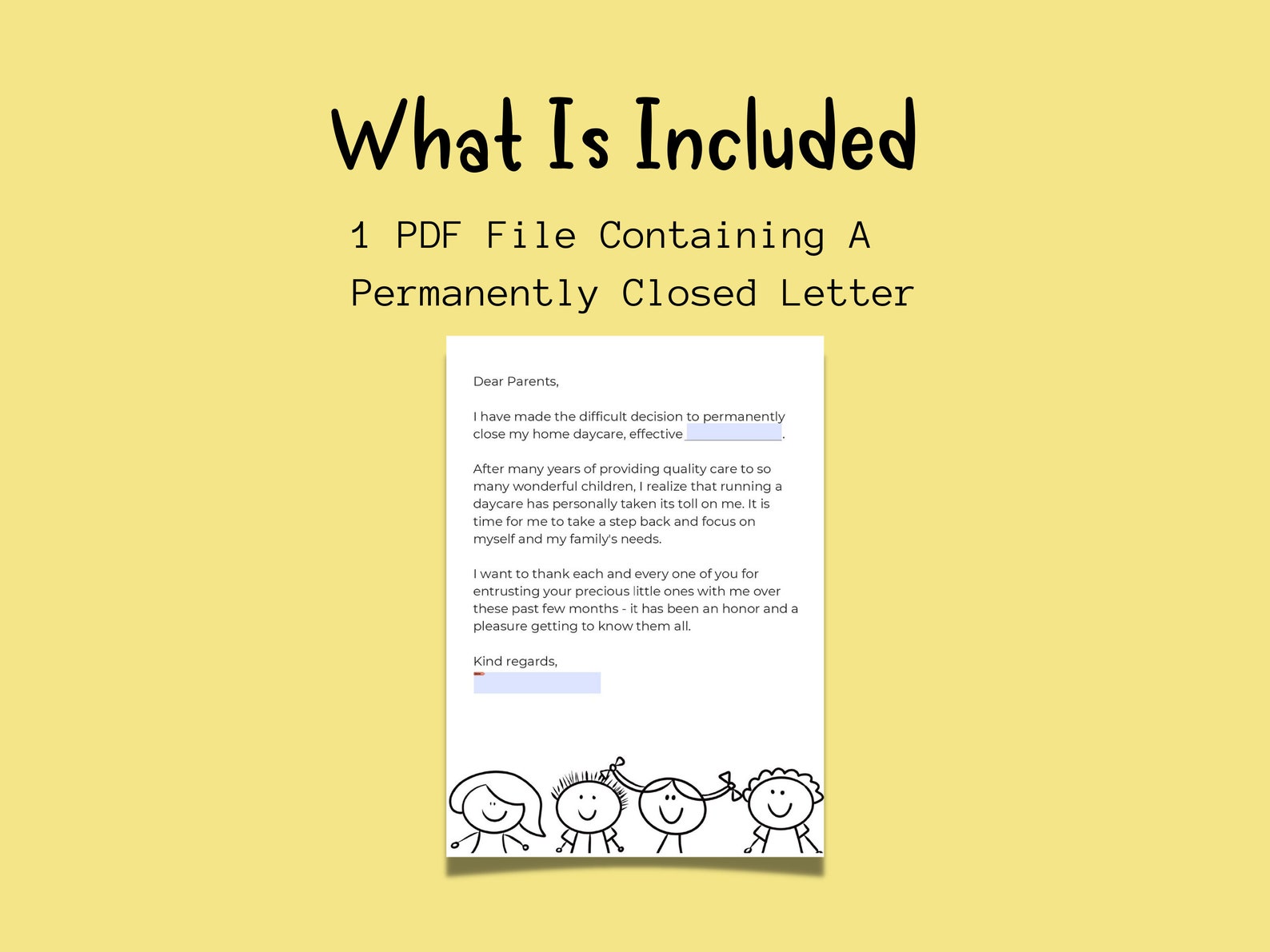 Daycare Permanent Closure Letter to Parents | Daycare Closing Notice ...