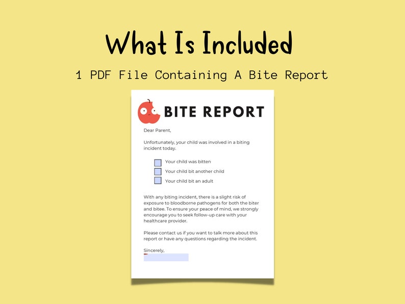 Daycare Biting Incident Report Letter - Etsy