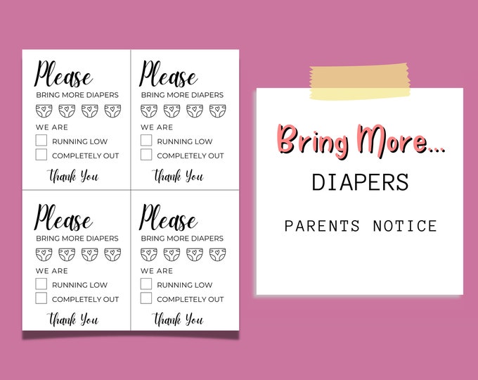 Daycare Parents Notice Send More Diapers Notice of Supplies Needed Home ...
