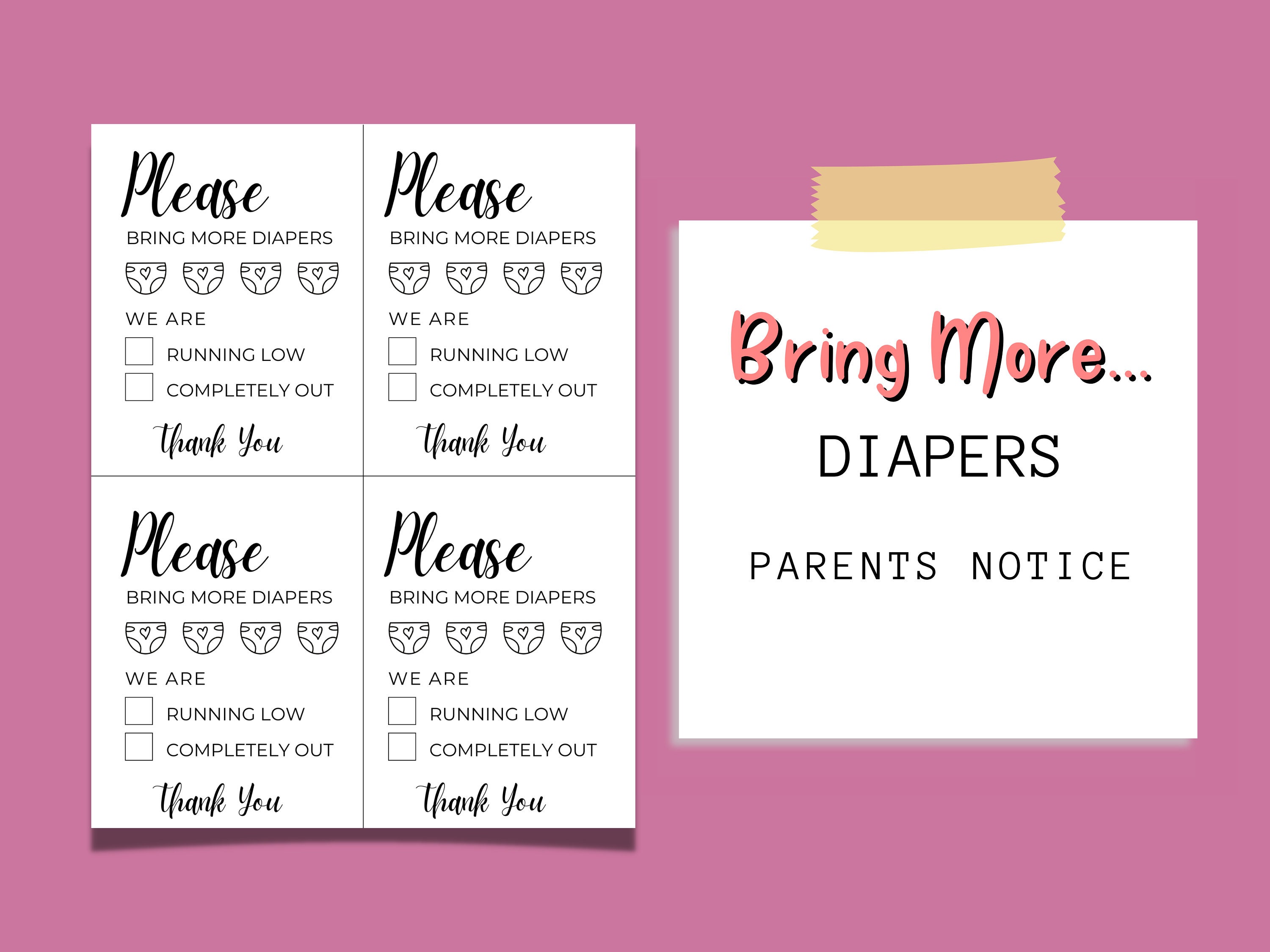 Please Bring More Supplies Notice for Daycares | Parents Notes ...
