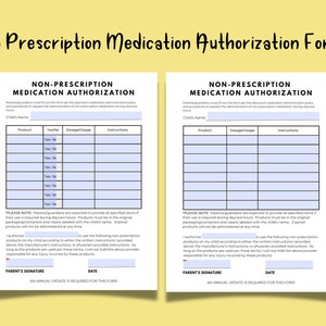 Daycare Medication Forms | Medication Authorization Forms | Allergy Information Form ...