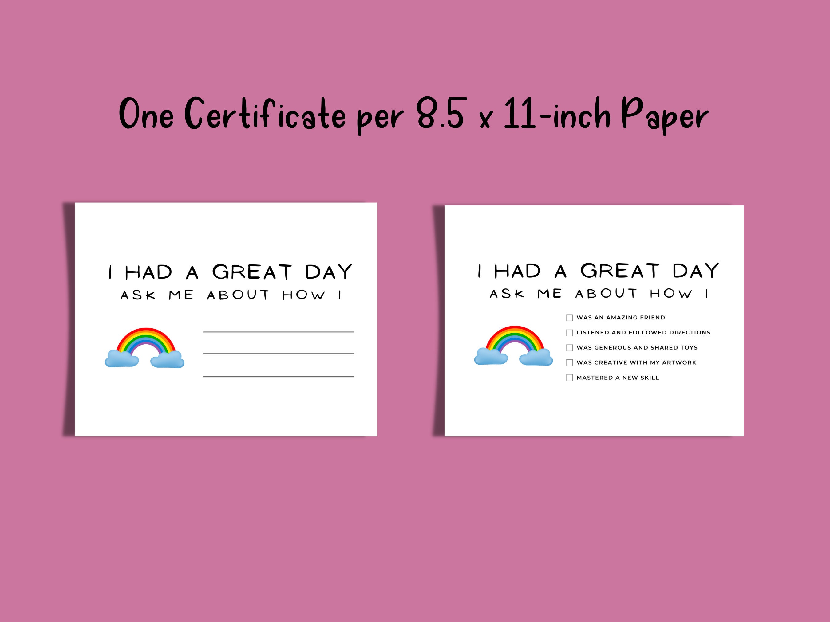 I Had A Great Day Kids Certificate of Achievement | Parents Notice ...