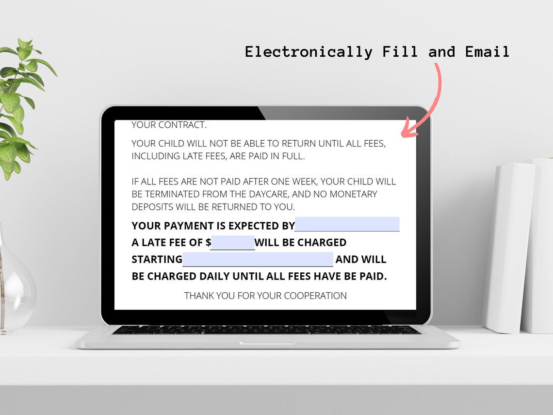 Daycare Fee Due Warning Daycare Fee Reminder Daycare Fees Due Daycare ...