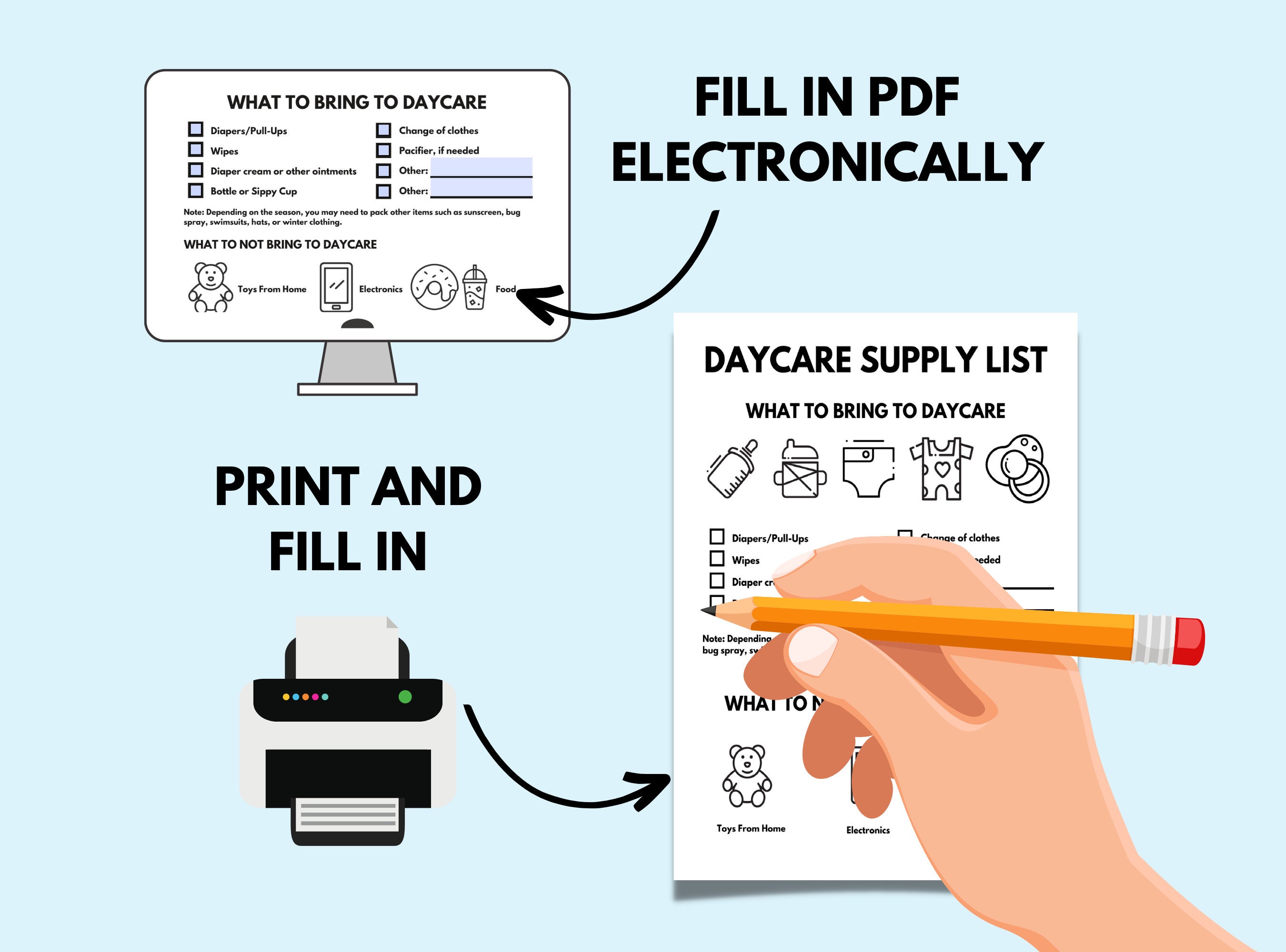 Daycare Supply List Printable for Parents - Etsy