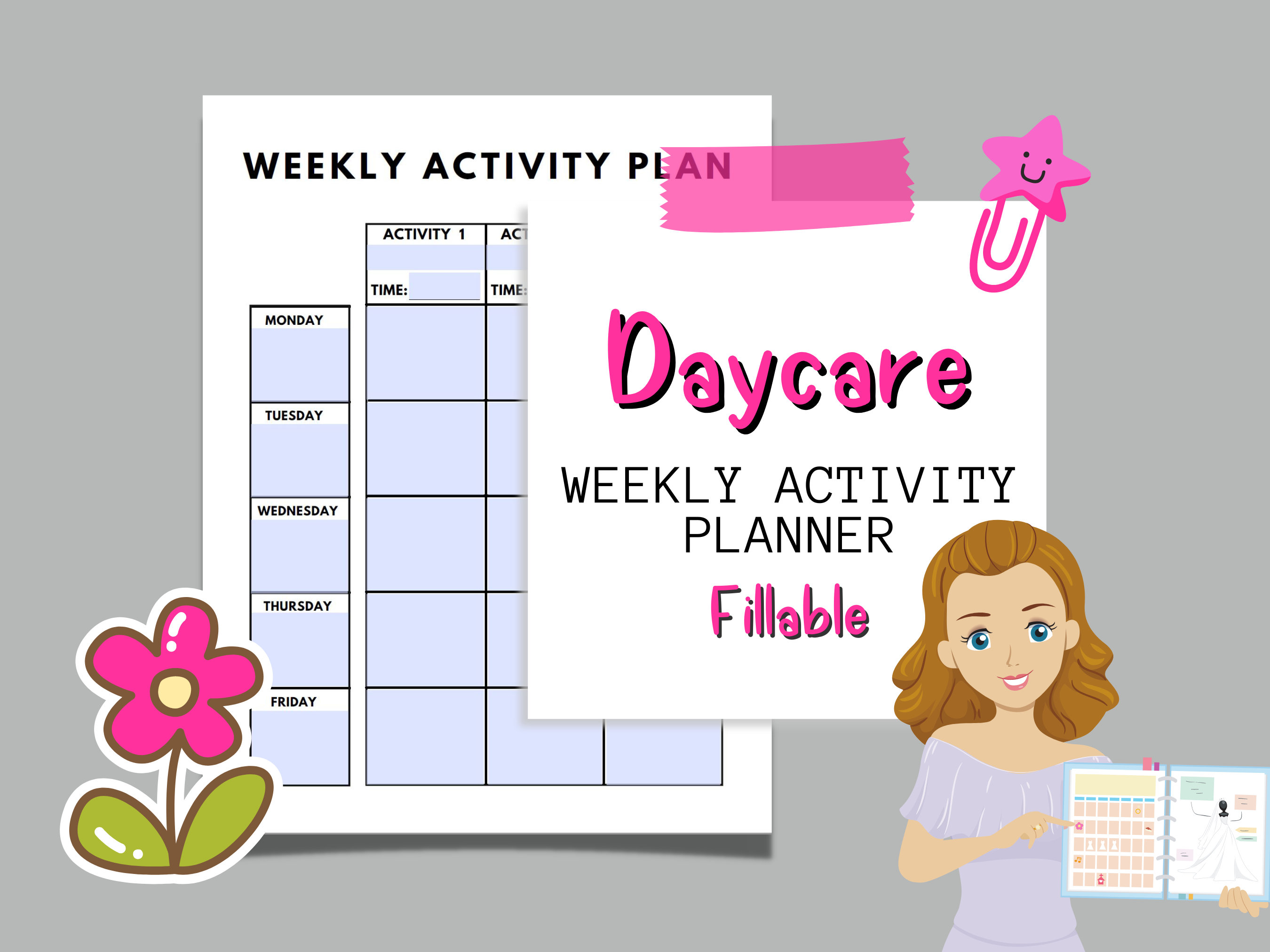 Daycare Weekly Activity Planner | Toddler Activities Lesson Planner ...