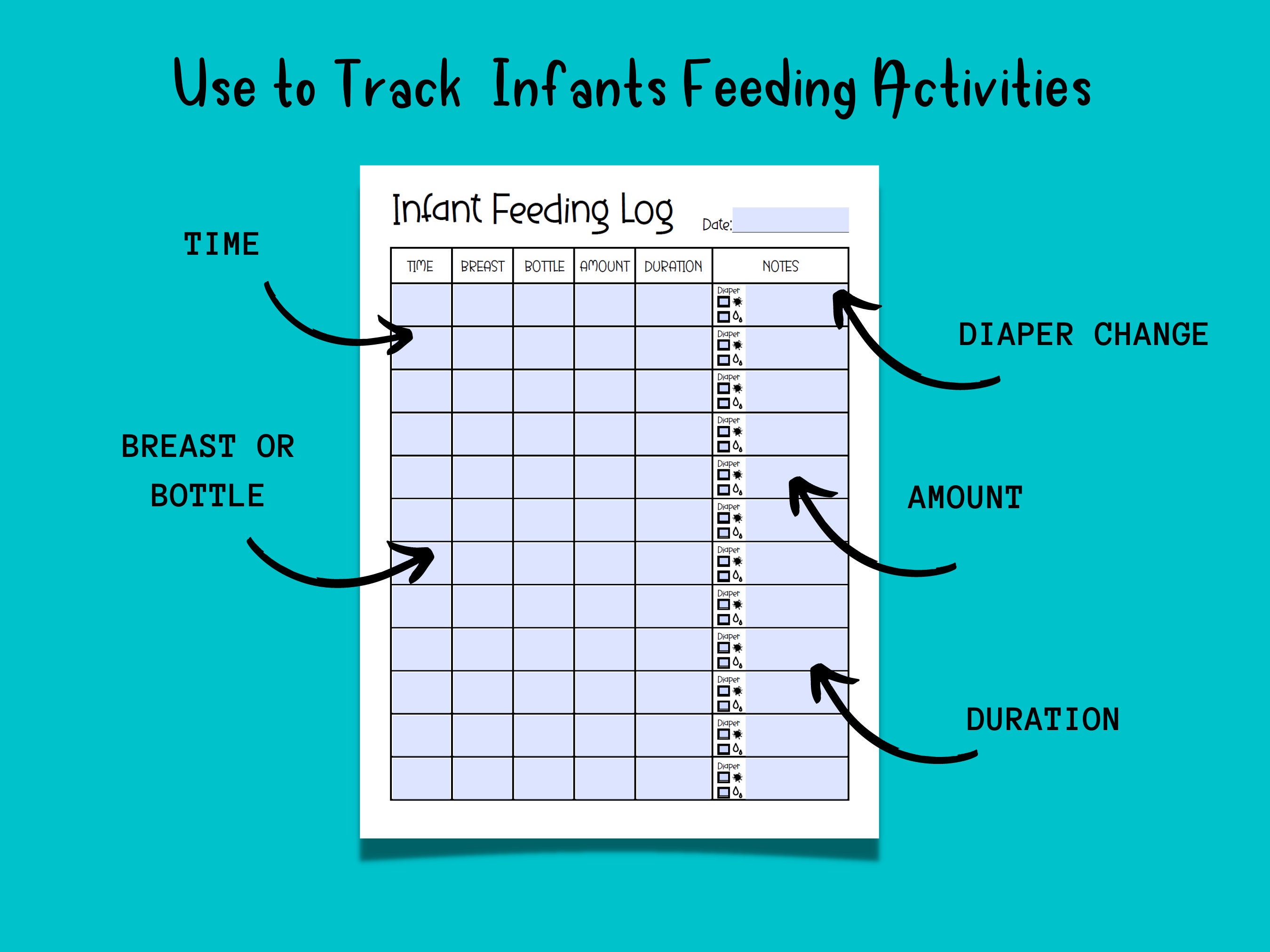 Infant Feeding Log Tracker for New Moms Baby Tracker - Etsy