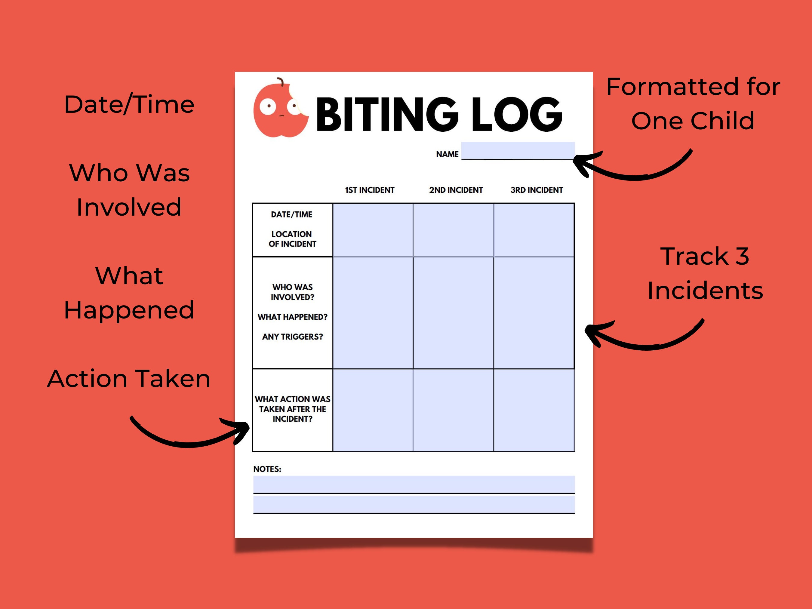Bite Report Bundle | Bite Notice | Bite Log | Bite Letter to Parents ...