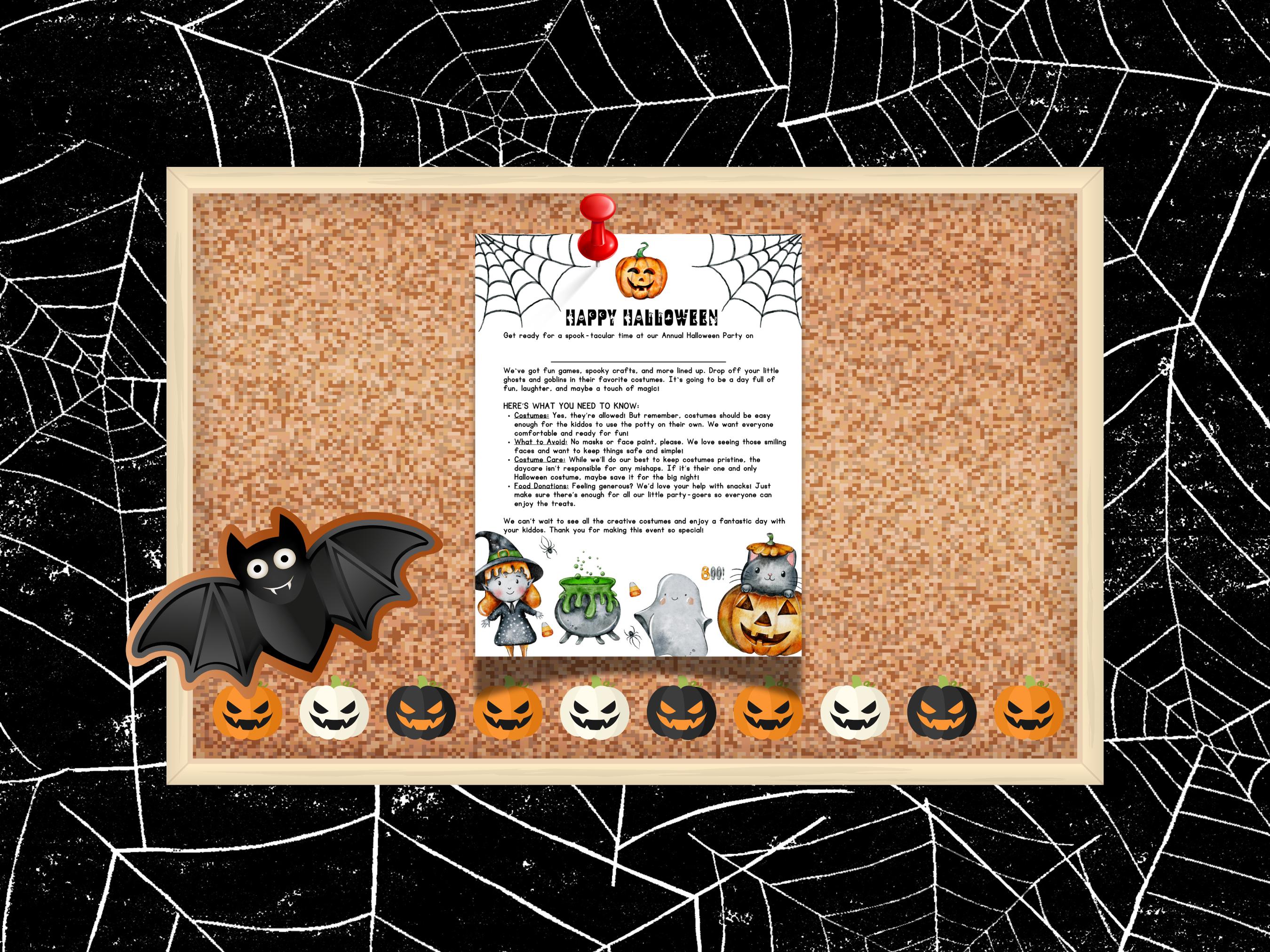 Daycare Halloween Party Notice Template for Home Daycare & Childcare ...