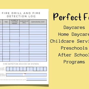 Daycare Fire Drill & Detection Log: Fillable Emergency Forms for ...